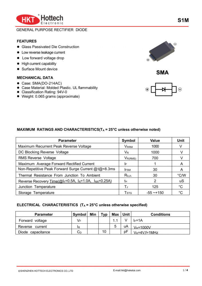 S1M datasheet page 1
