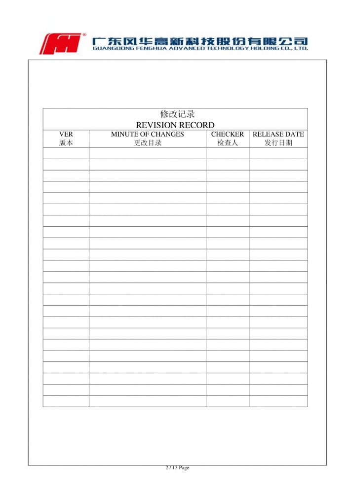 FH RX series approval sheet page 2