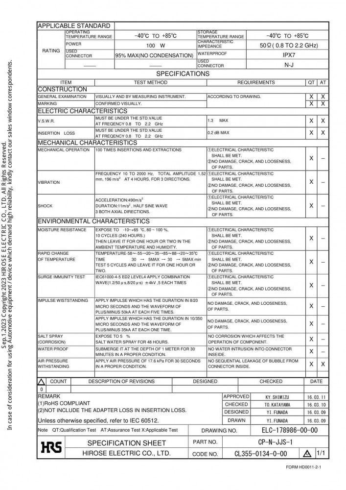 HRS CP-N-JJS-1 specification sheet