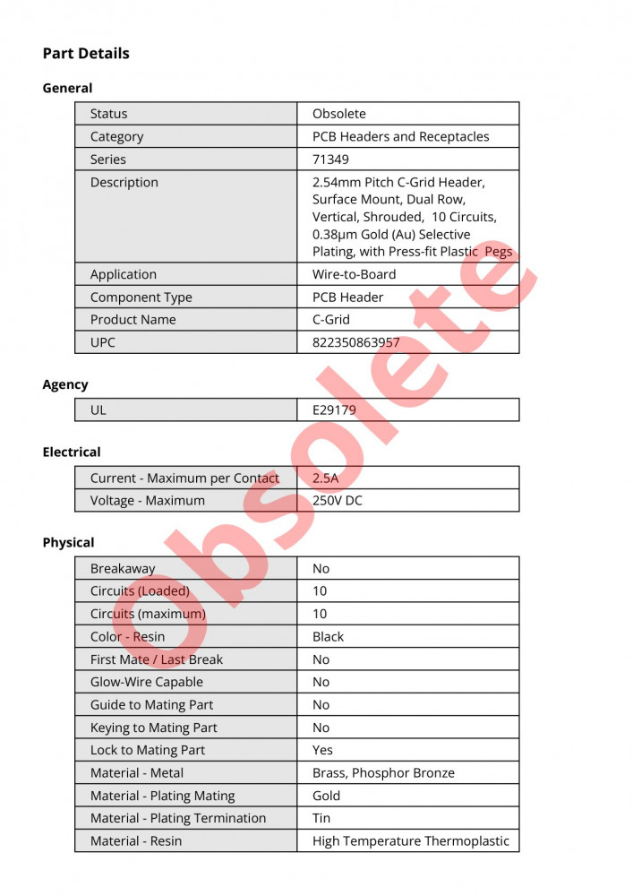 Technical document image 2 for MOLEX 713498037