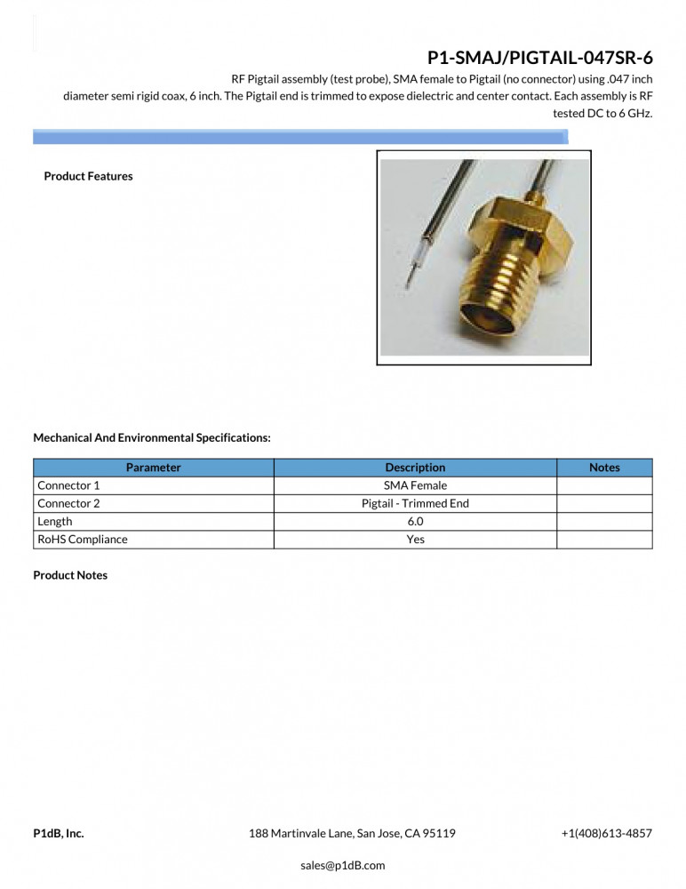 P1-SMAJ/PIGTAIL-047SR-6 product documentation preview