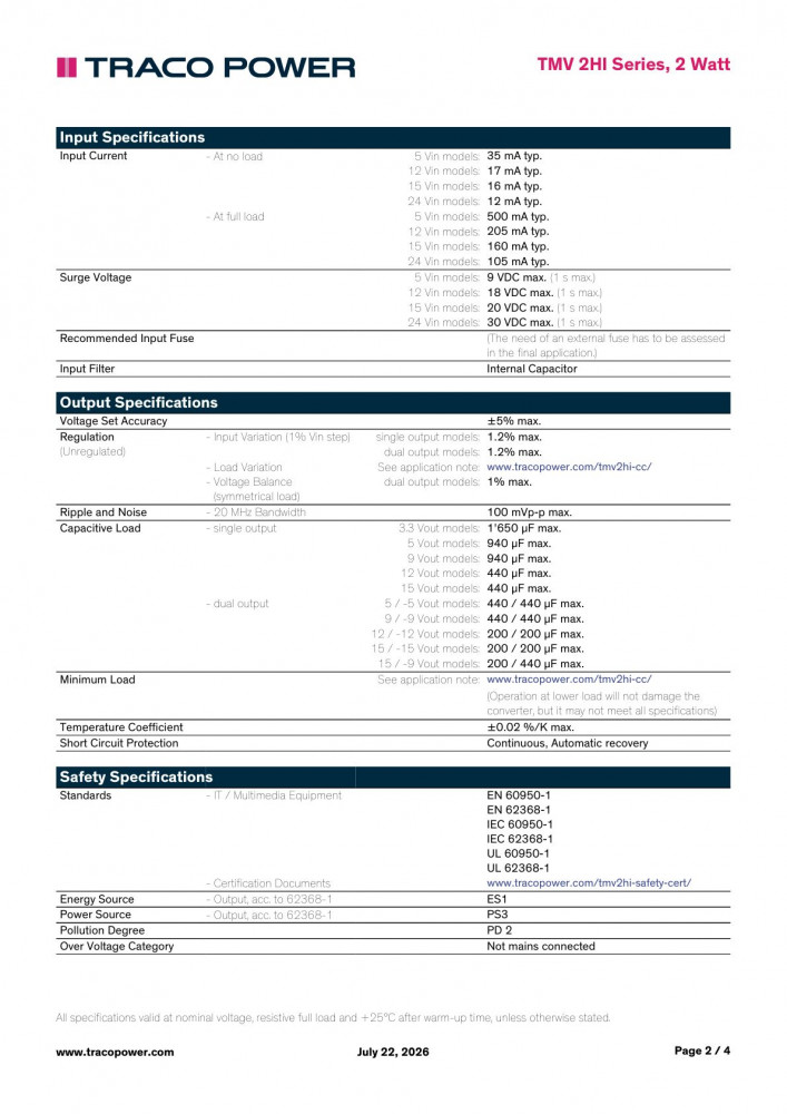 TMV 2HI technical document, page 2