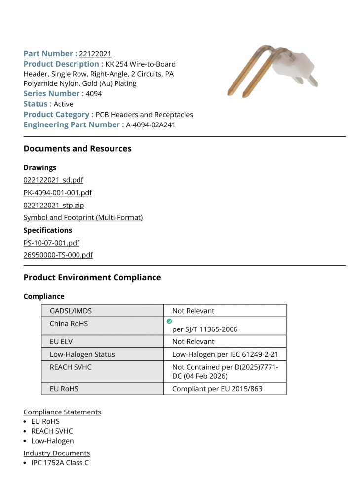 MOLEX 22122021 technical document page 1