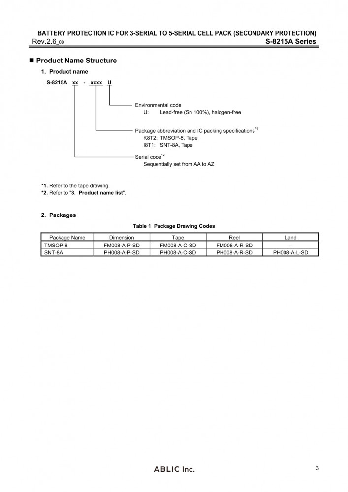 S-8215A datasheet page 3