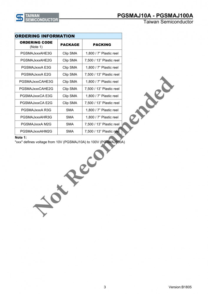 Taiwan Semiconductor SMAJ70A datasheet page 3