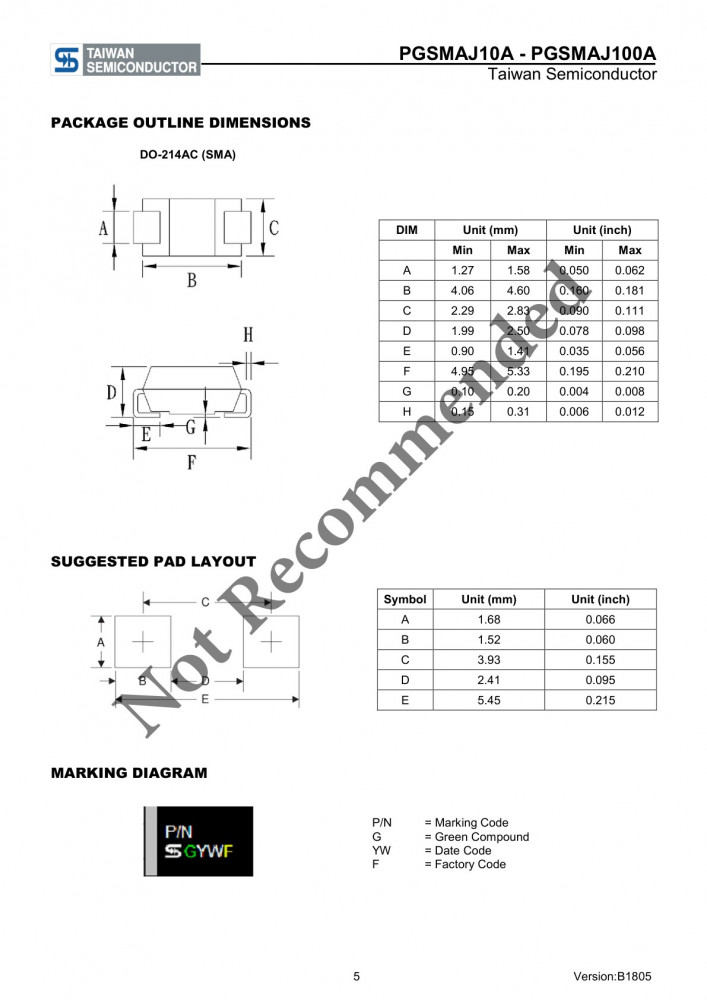 Taiwan Semiconductor SMAJ70A datasheet page 5