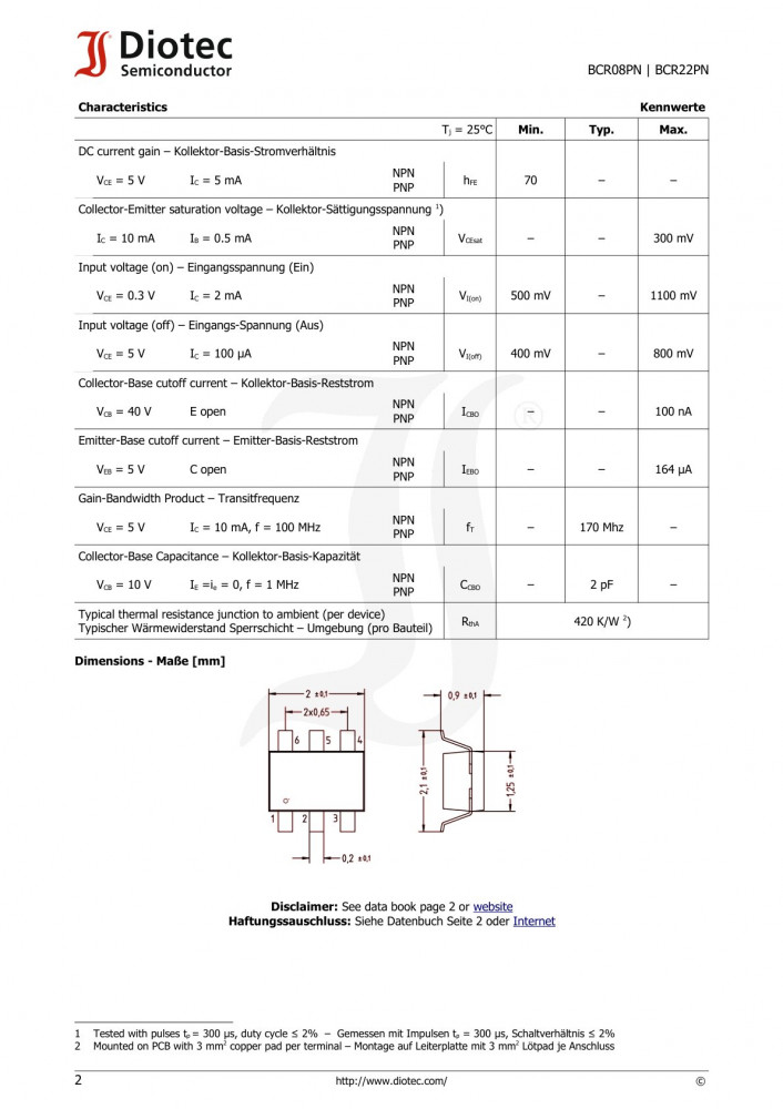 DIOTEC BCR22PN datasheet page 2
