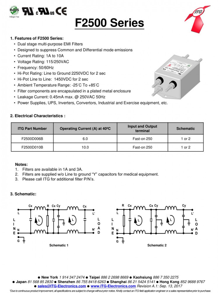 ITG F2500 series technical document image, page 1