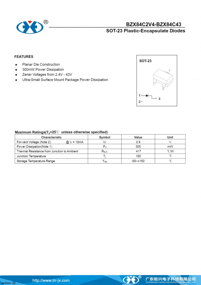 BZX84C18 datasheet page 1