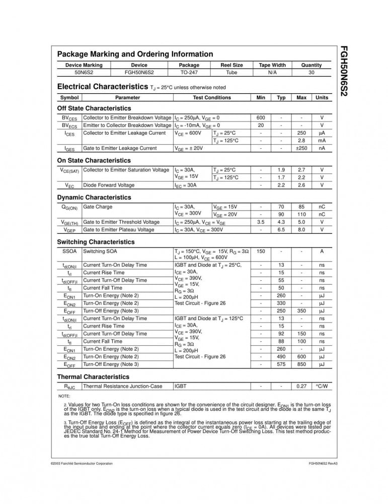 FGH50N6S2 datasheet page 2