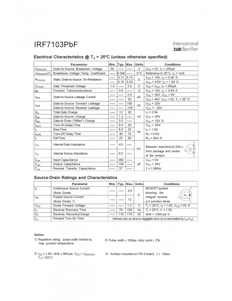 IRF7103 datasheet page 2
