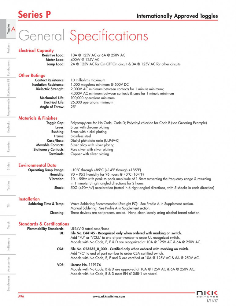 P20 toggle switch technical document, page 1