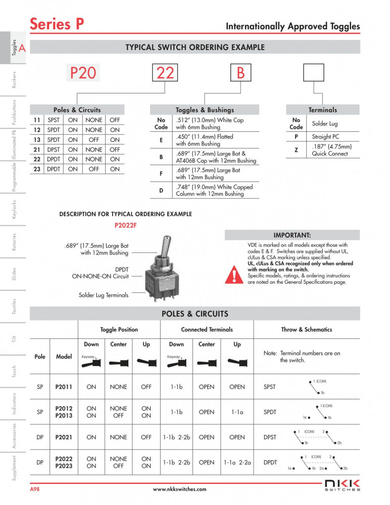 P20 toggle switch technical document, page 3