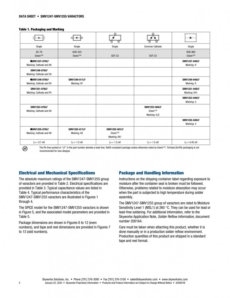 SMV1249-011LF datasheet page 2