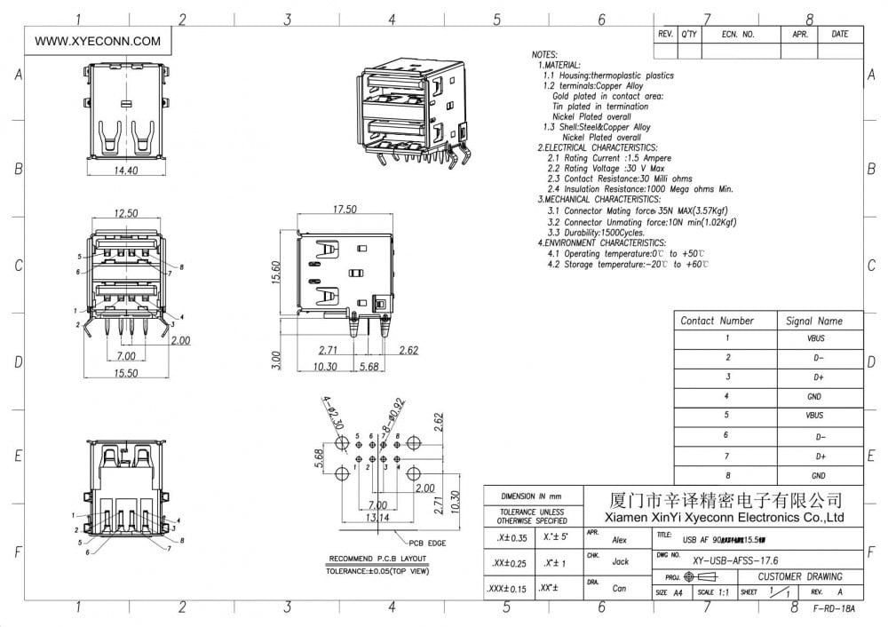 XY-USB-AFSS-17.6 technical drawing