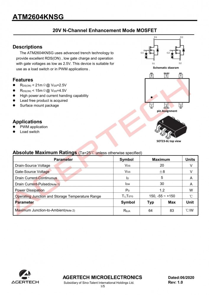 ATM2604KNSG datasheet page 1