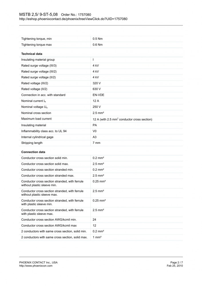 Phoenix Contact 1757080 technical document page 2