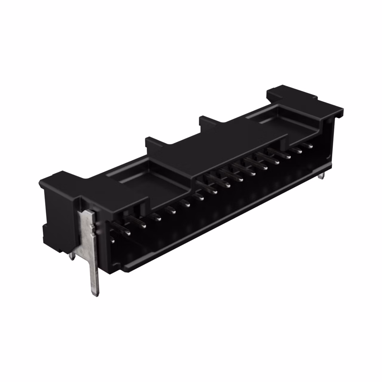 Micro-One Wire-to-Board Header, Right Angle, 2.00mm Pitch, Single Row, Glow-Wire Capable, Through Hole, 14 Circuits, Tin-Bismuth Plating, Black