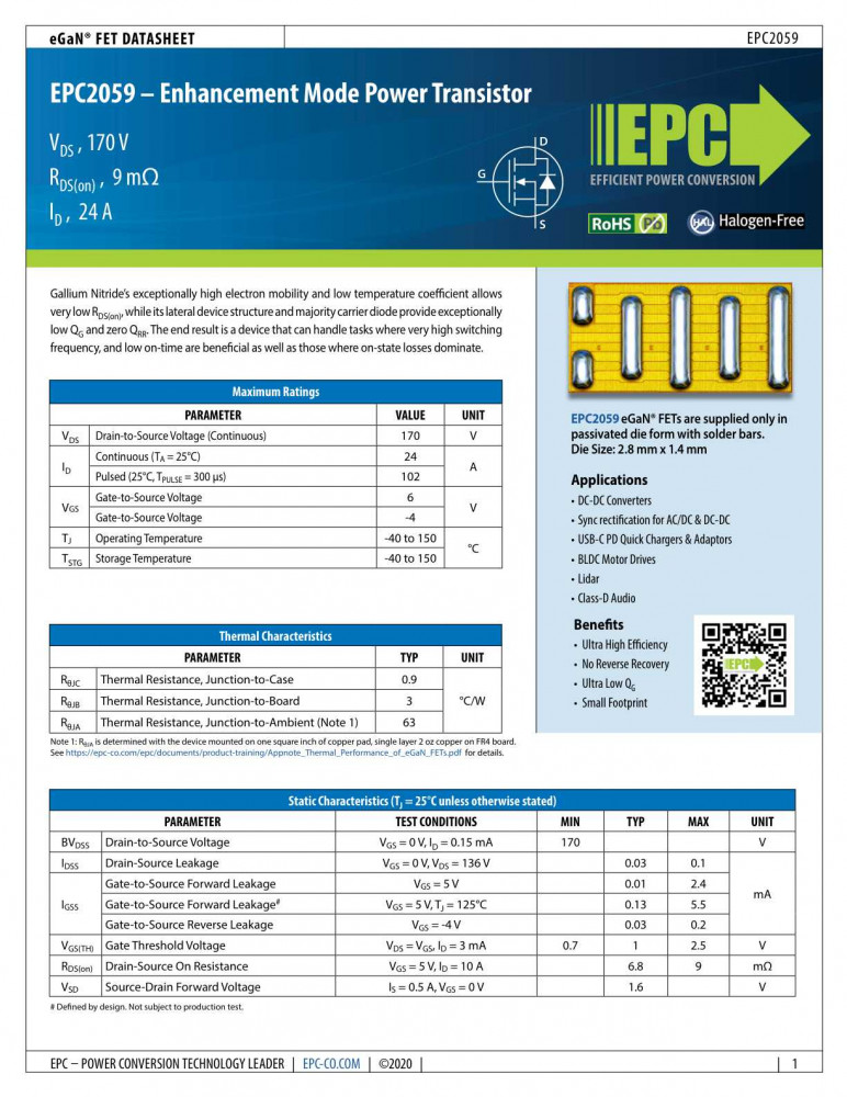 EPC2059 datasheet page 1
