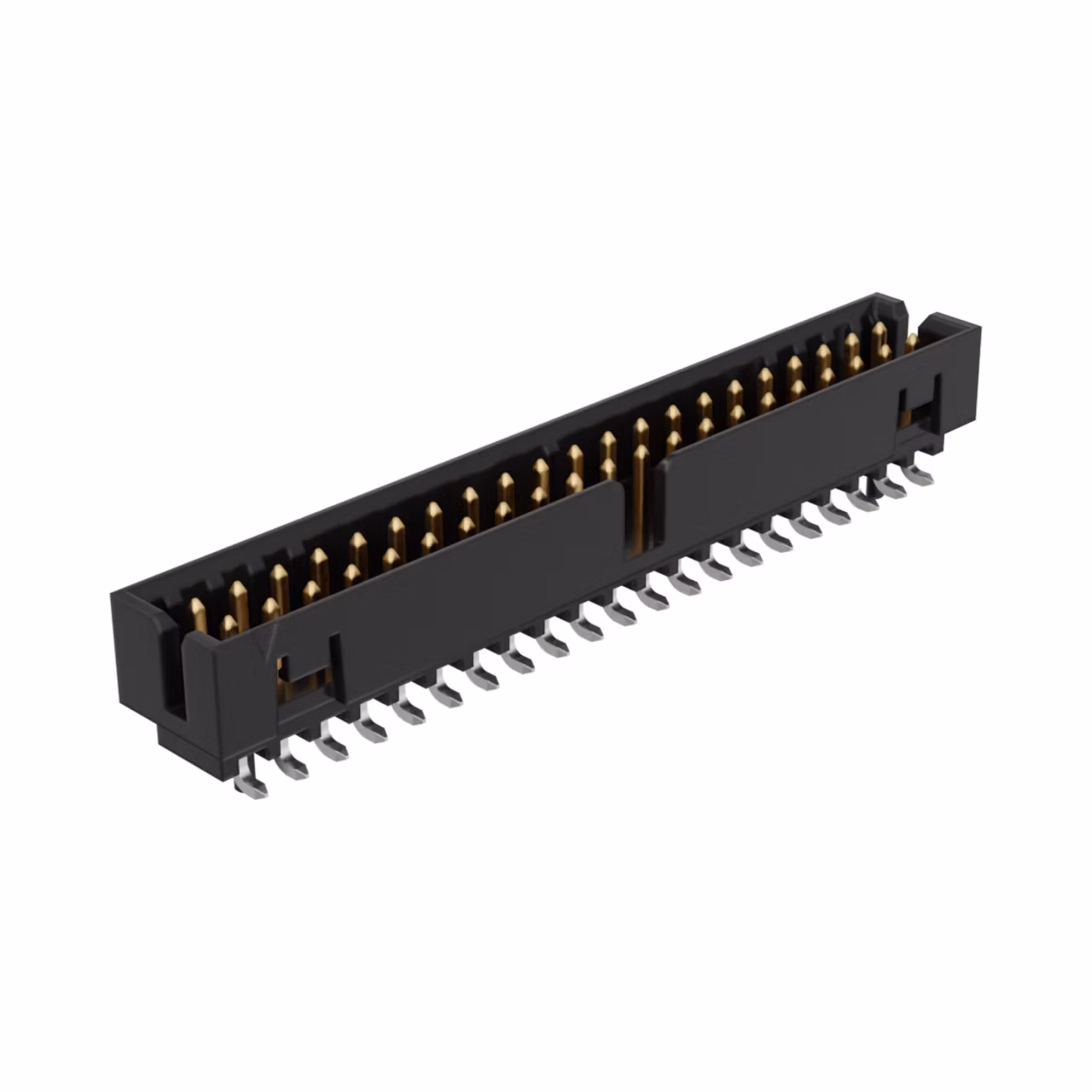 2.00mm Pitch, Milli-Grid PCB Header, Dual Row, Vertical, Surface Mount, Shrouded, 42 Circuits, 0.76µm Gold (Au) Plating, Dual Side Slots, Dual Friction Locks, Center Polarization, with Pegs, with Cap, Tube