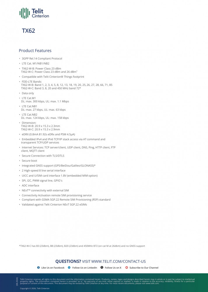 TX62 technical document page 2