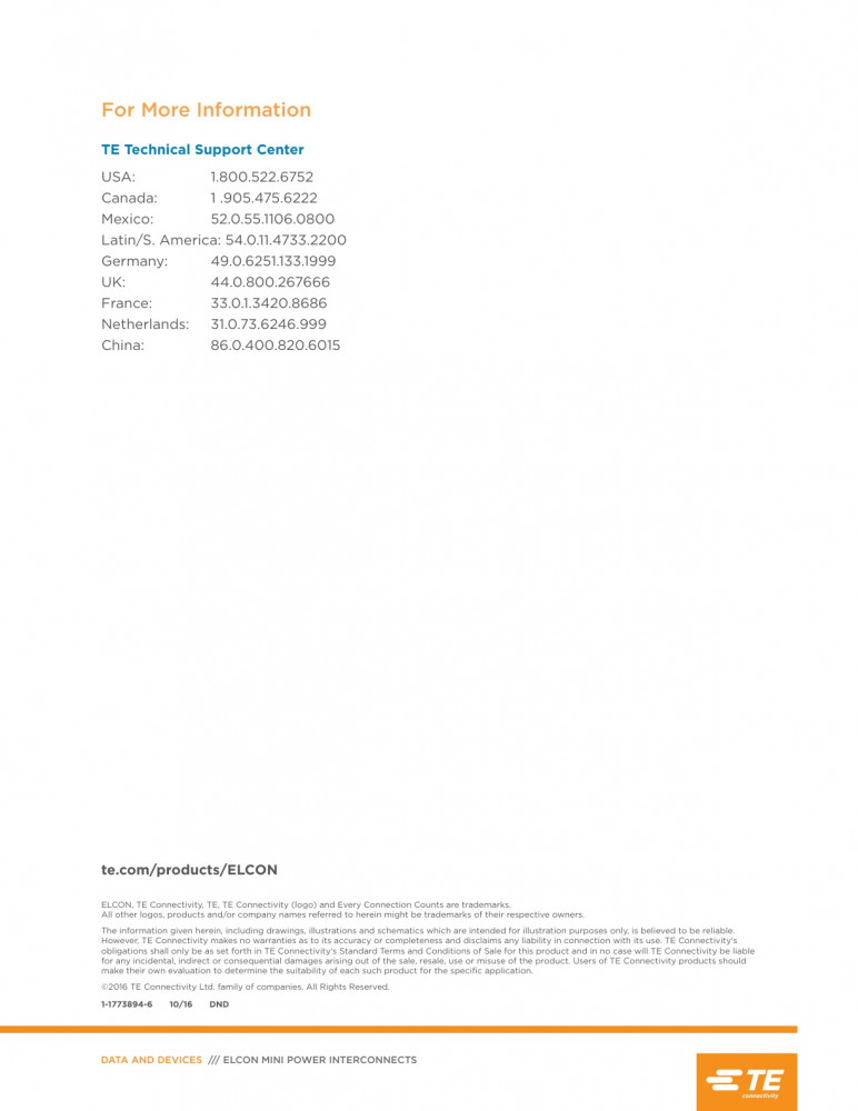 TE Connectivity ELCON Mini document page 4