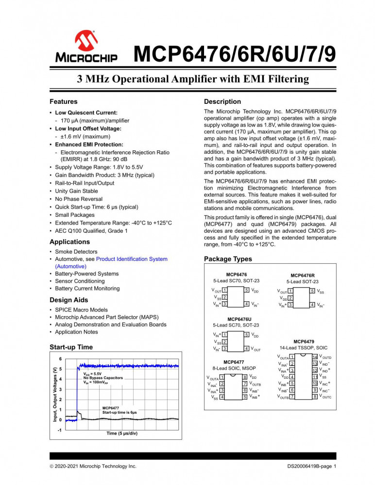 MCP6479 document preview, page 1