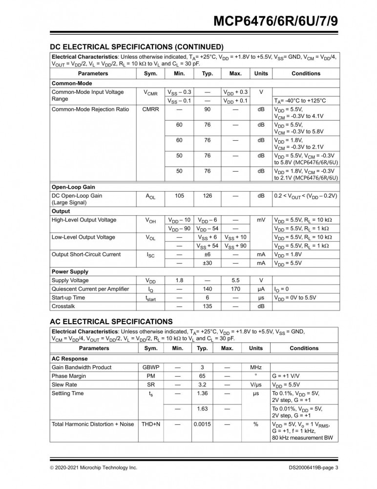 MCP6479 document preview, page 3