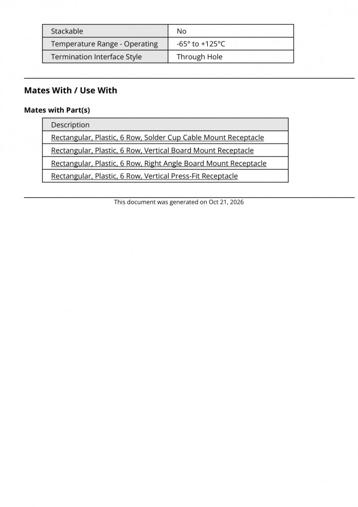 Technical document page 3 for the connector