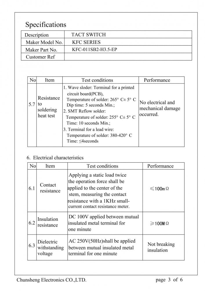 KFC-011SB2-H3.5-EP specification page 4