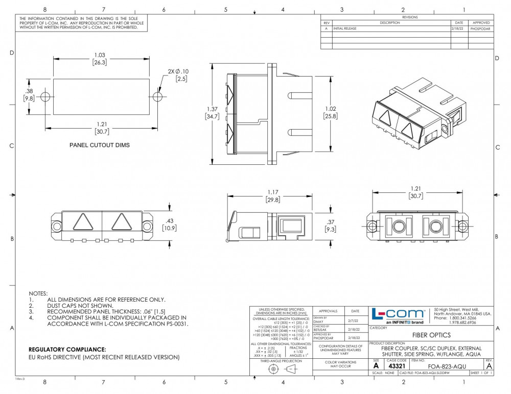 FOA-823-AQU technical drawing preview