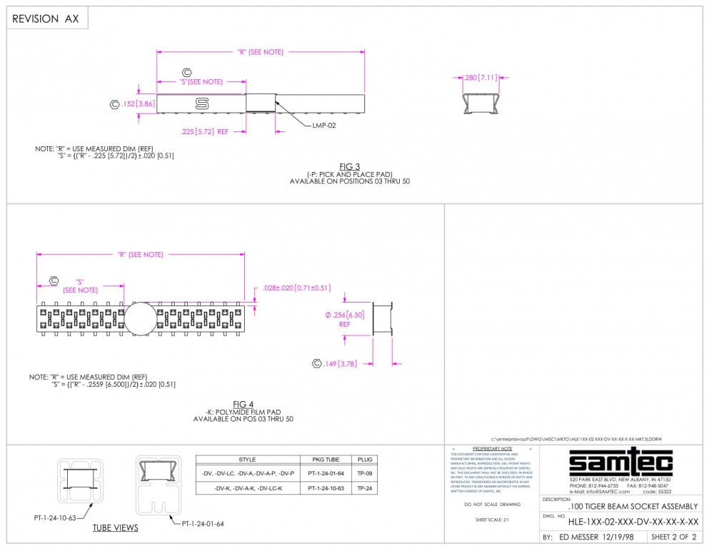 Samtec HLE-102-02-F-DV-BE drawing page 2