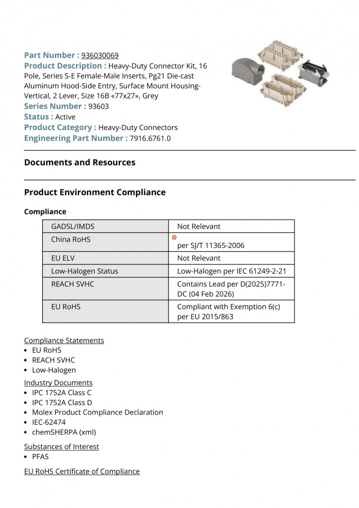 MOLEX 936030069 technical document image 1
