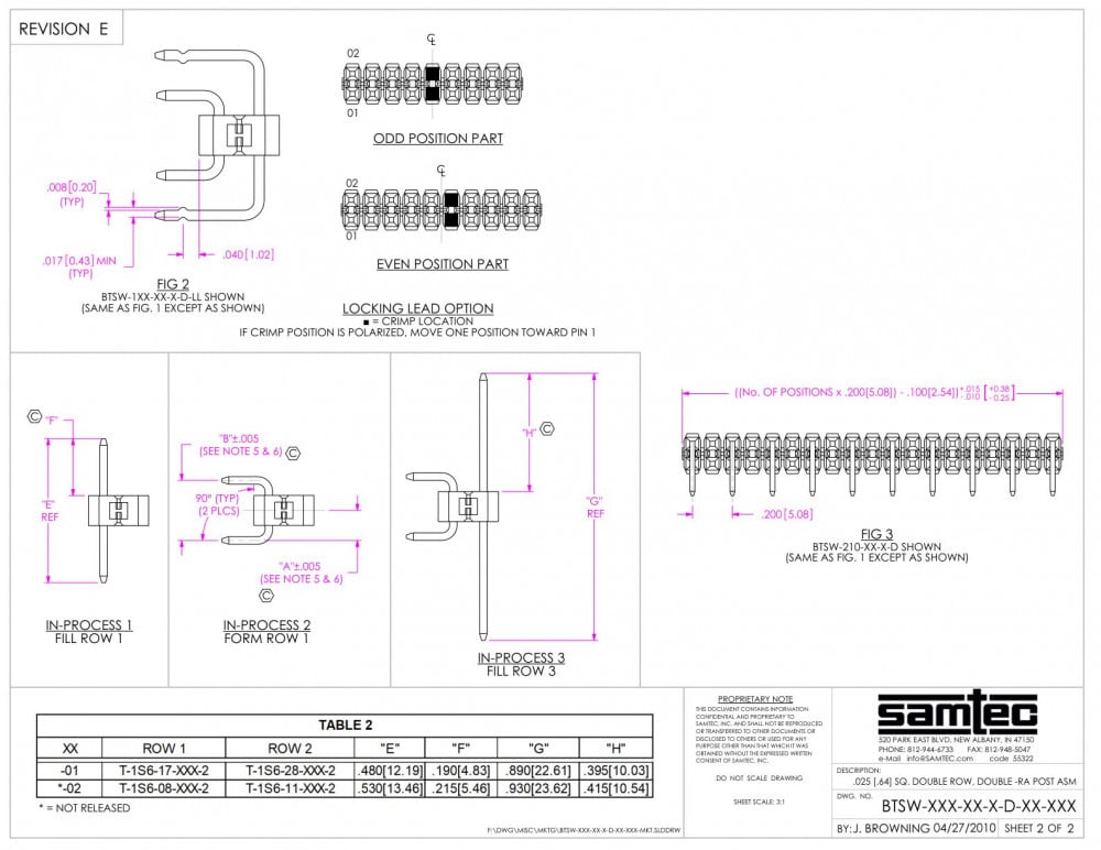 Samtec BTSW drawing sheet 2