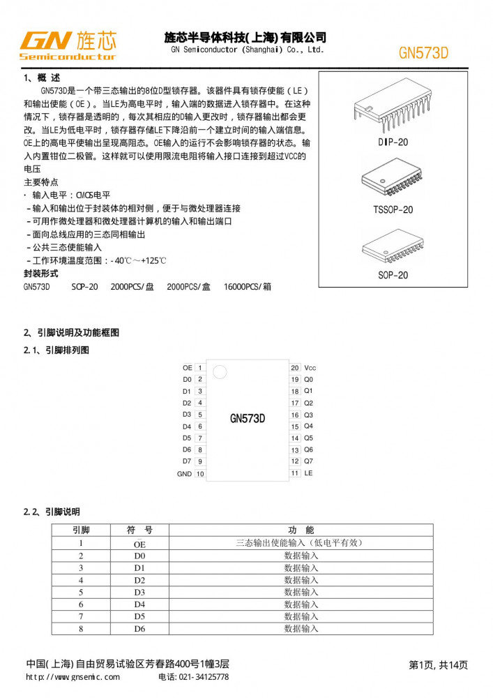 GN573D datasheet page 1