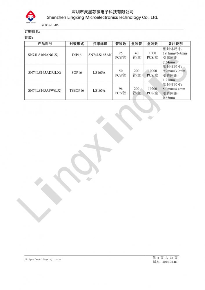 SN74LS165 datasheet page 4