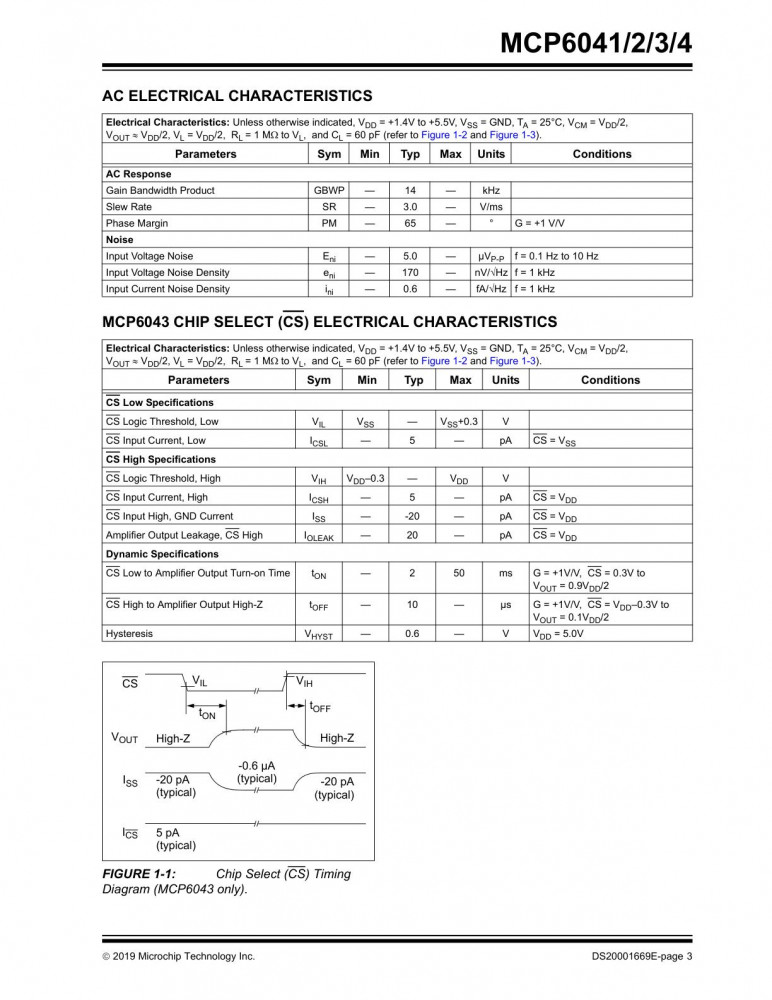 MCP6044 technical document page 3
