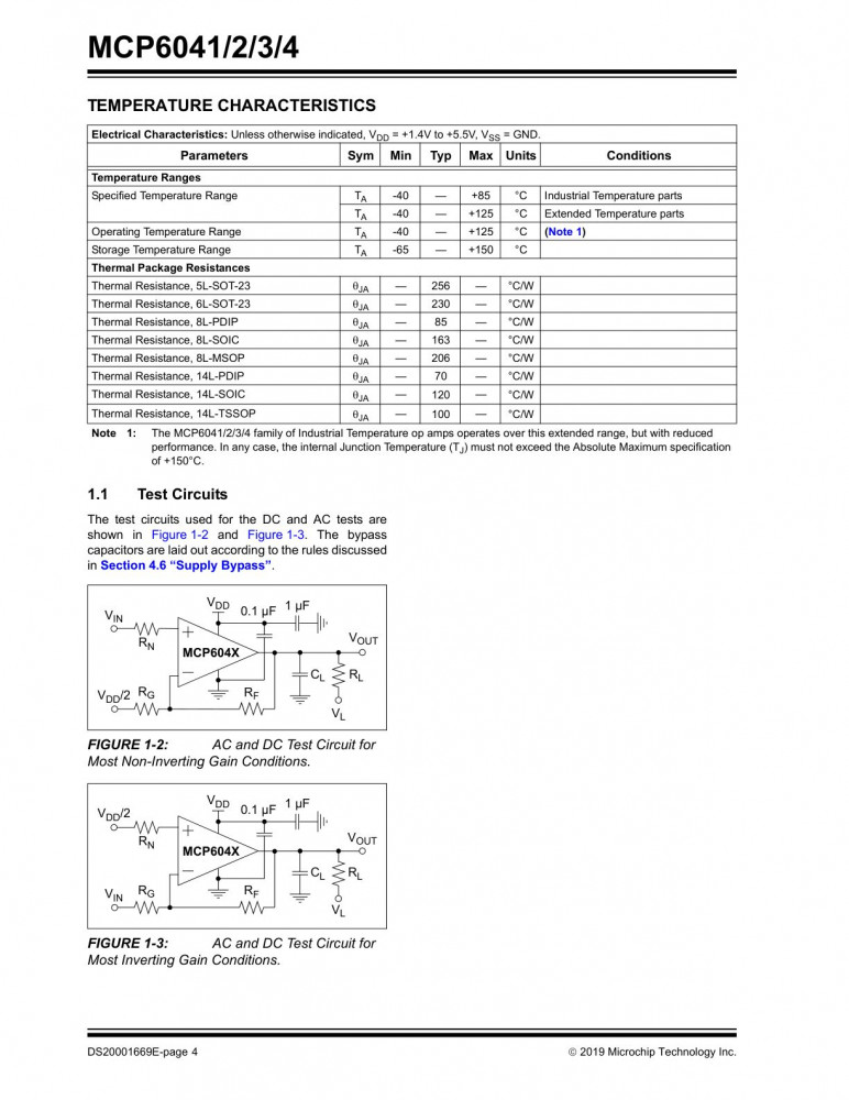 MCP6044 technical document page 4