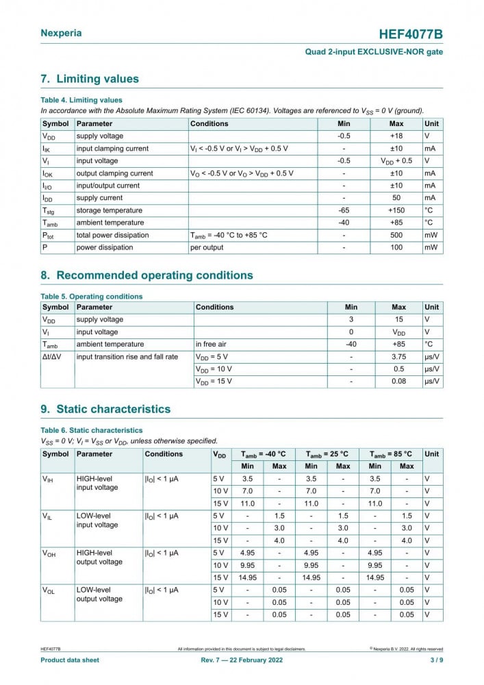 HEF4077BT datasheet page 3