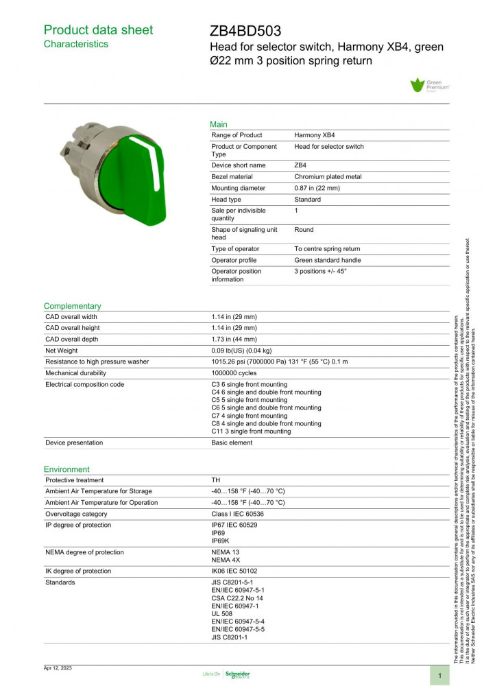 ZB4BD503 technical document page 1