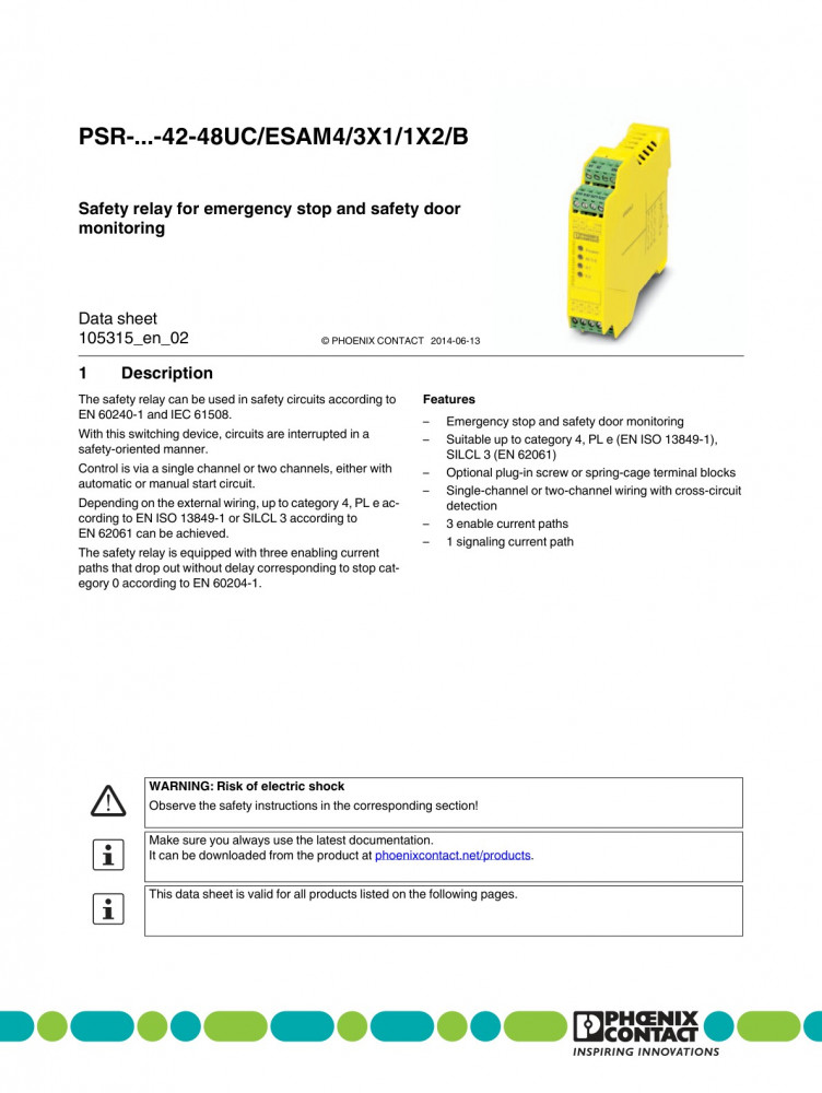 Phoenix Contact 2901416 datasheet page 1