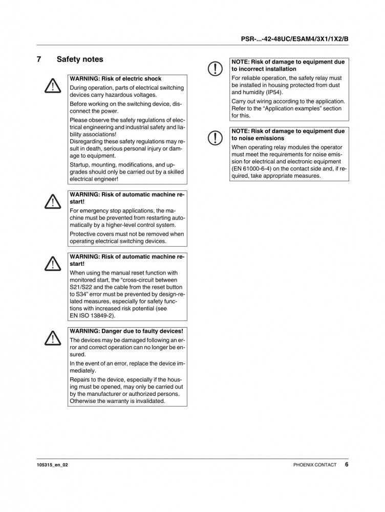 Phoenix Contact 2901416 derating and safety notes