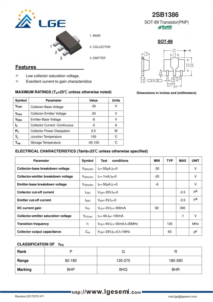 2SB1386 datasheet page 1