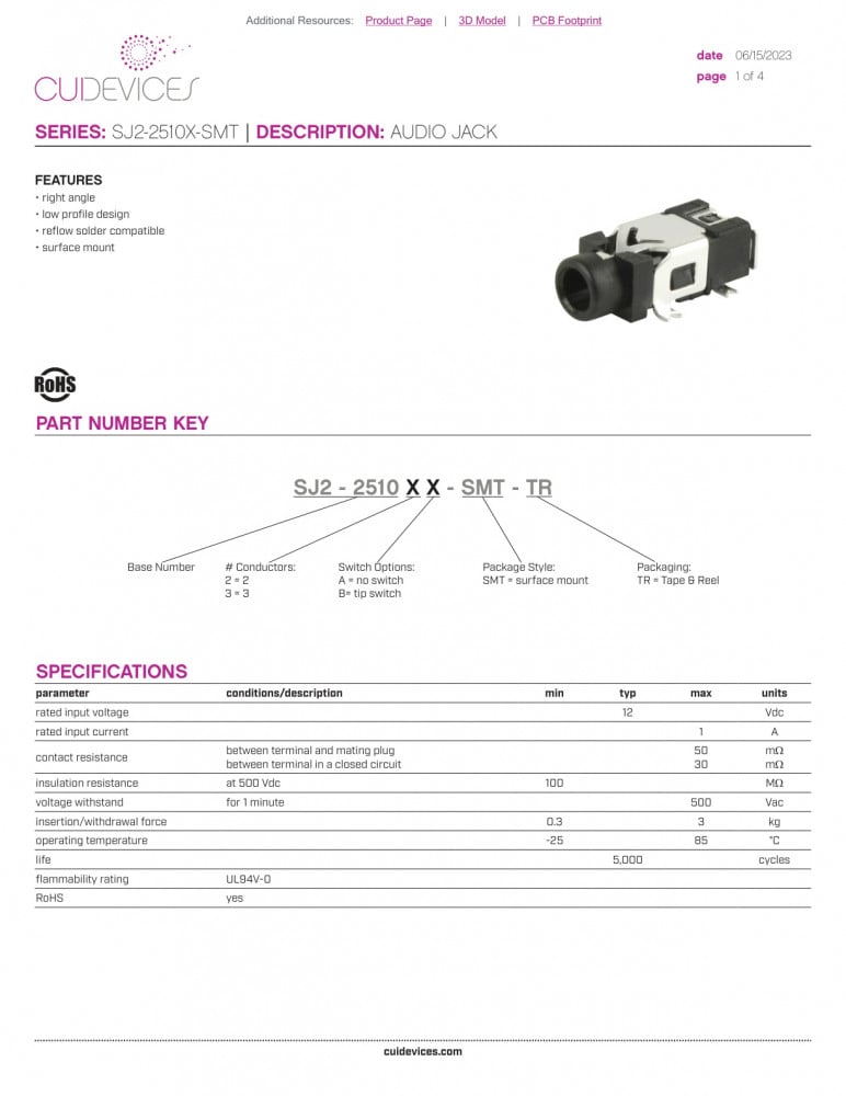 SJ2-25102A-SMT-TR technical document page 1