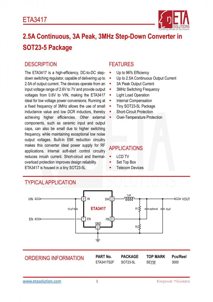 ETA3417S2F datasheet page 1