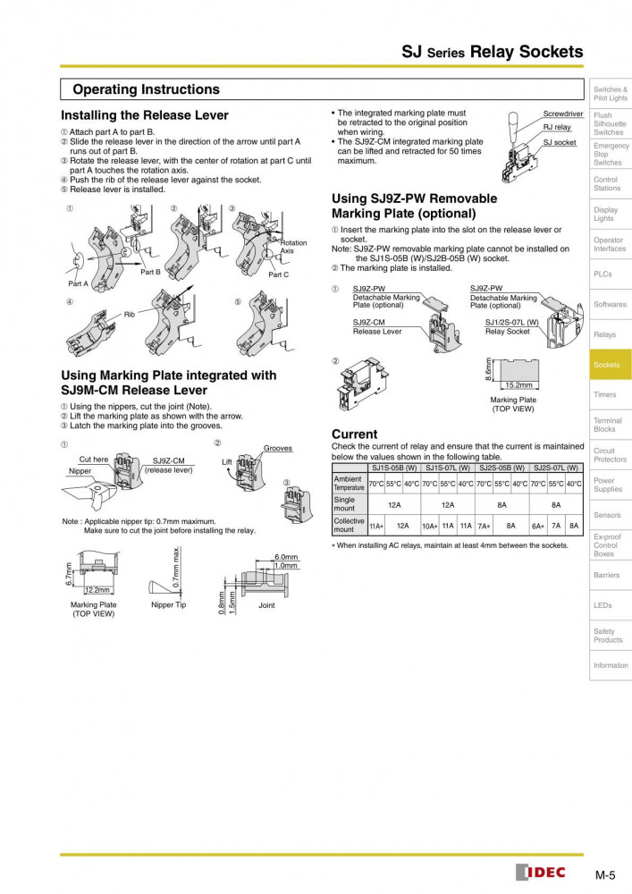 IDEC SJ series relay socket documentation page 4