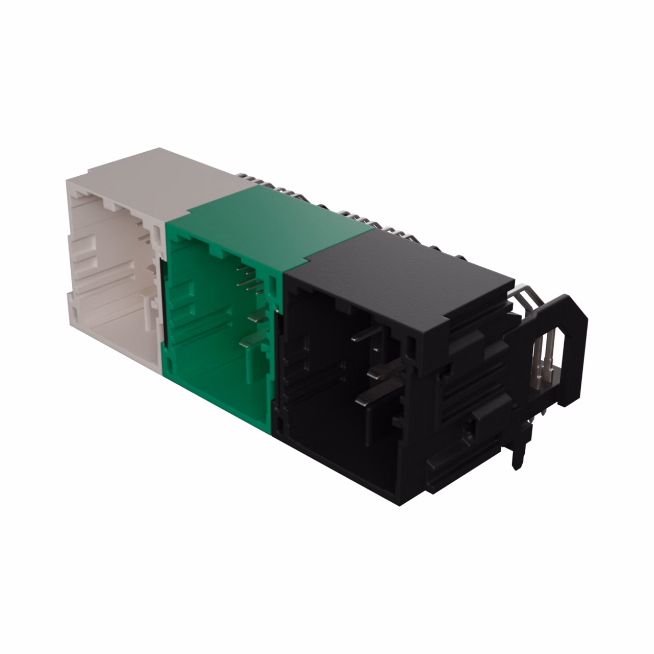 stAK50h 3 Bay Right-Angle Hybrid Header, 62 Circuits, Bay 1: 25 Circuits/Key 2; Gray; Bay 2: 25 Circuits/Key 1/Green; Bay 3: 12 Circuits/Key 1/Black; Tube for sale