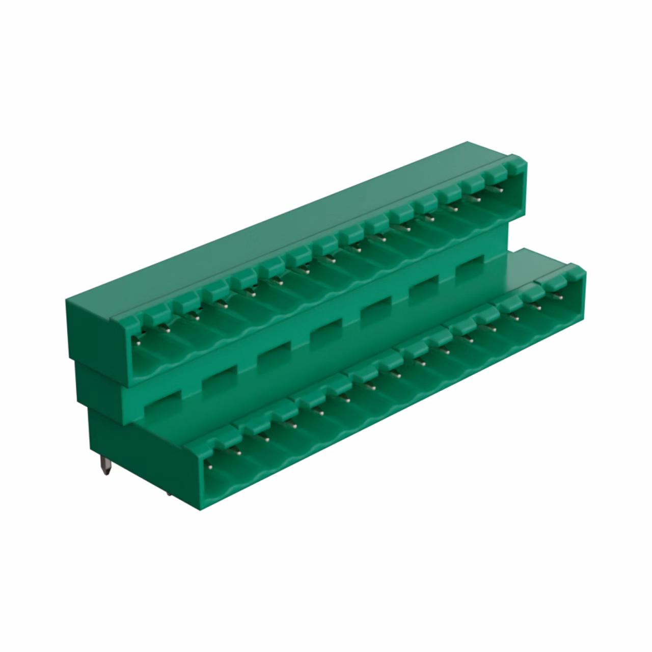 5.00mm Pitch Eurostyle Horizontal Dual Level PCB Header, Closed Ends, Green Housing, 30 Circuits for sale