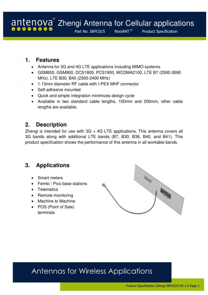 Antenova SRFC015 datasheet page 1