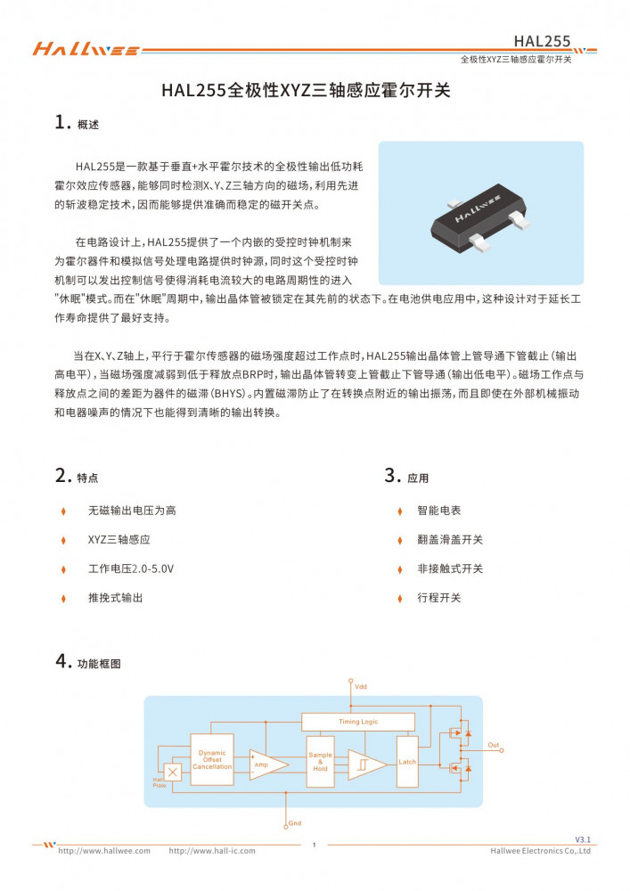 HAL255SO datasheet page 1